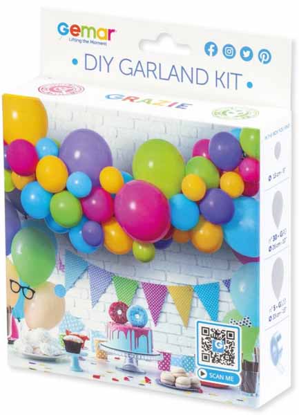 DIY BALLOON GARLAND KIT- BRIGHT COLOURS – BLACK TIE GIFTS